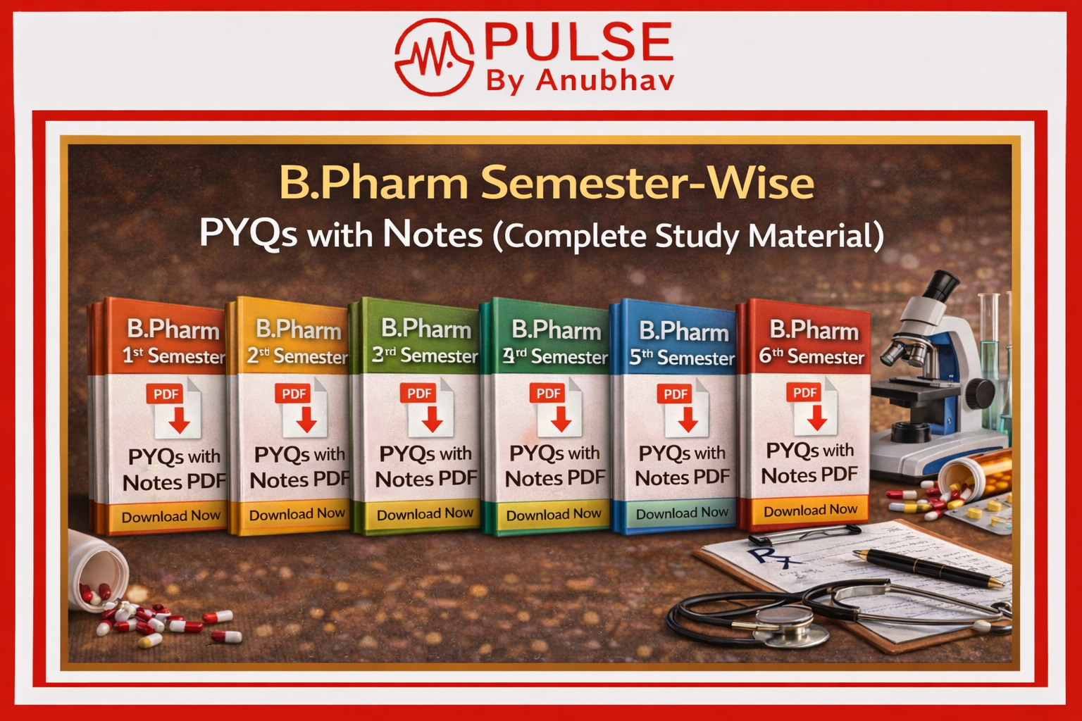 B.Pharm Semester-Wise PYQs with Notes PDF - Pulse By Anubhav